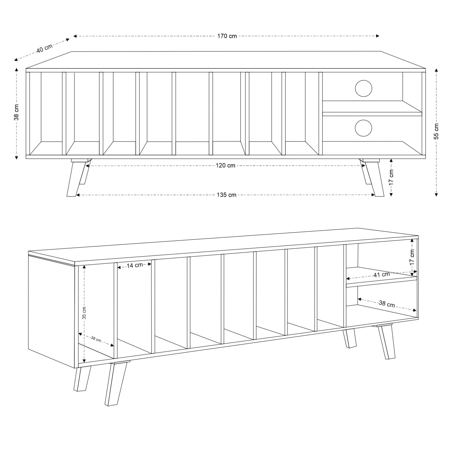 Wax Solid Mango Wood Large Vinyl Storage TV Stand (170cm) – COKU Limited