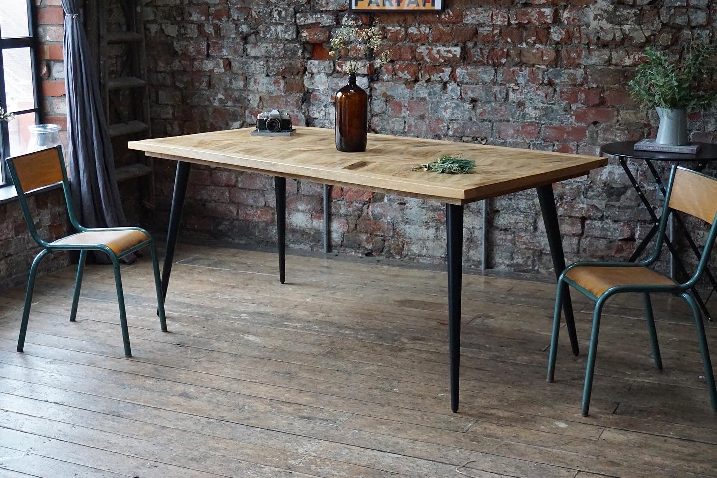 Leo Parquet Style Solid Mango Wood Dining Table and Bench Set (3 Sizes – COKU Limited